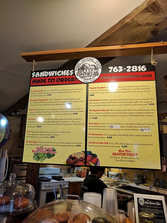 Decisions, decisions! The sandwich board reads like a love letter to local flavors. Good luck choosing just one, folks!