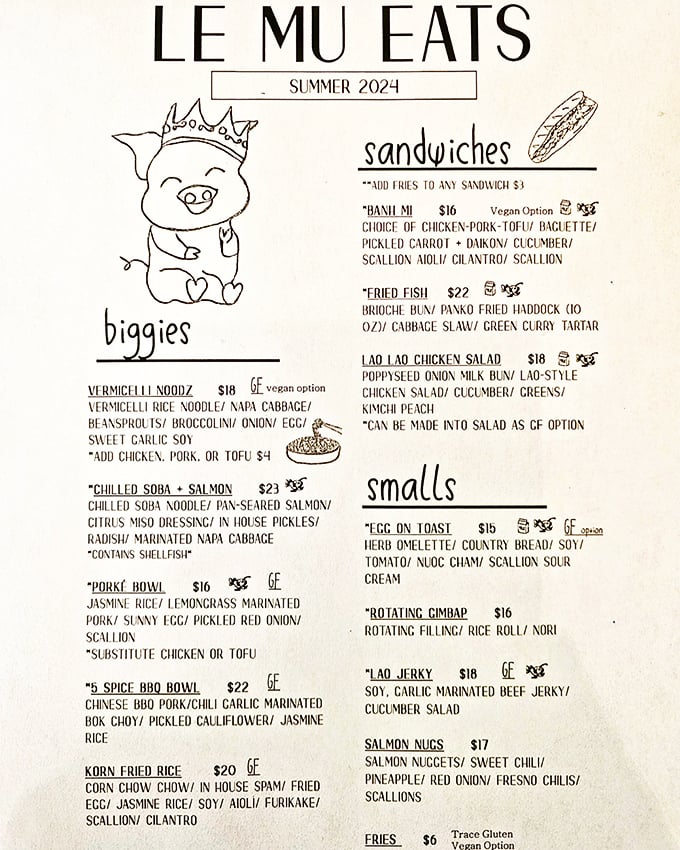 Menu, oh my! This hand-drawn masterpiece is like a treasure map where X marks the spot for deliciousness. Biggies and smalls, all equally tempting!