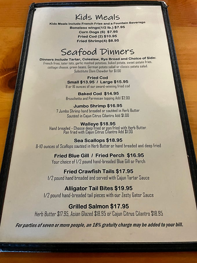 A menu that reads like a love letter to seafood lovers. Warning: May cause spontaneous road trips to Wisconsin!