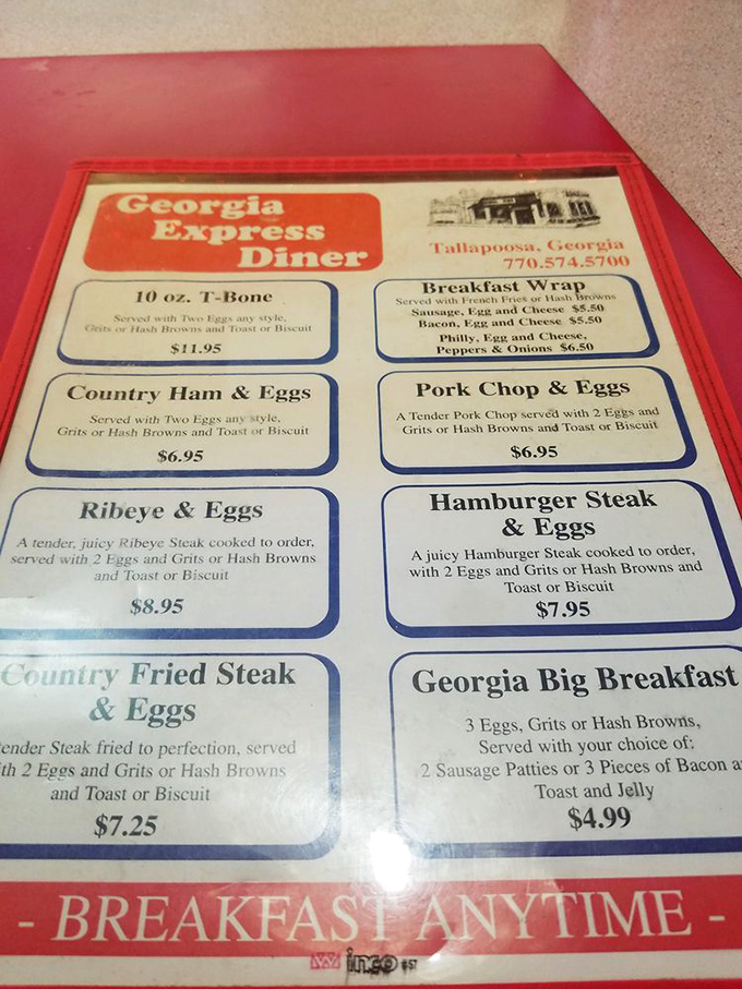 Decisions, decisions! This menu is like a choose-your-own-adventure book, but every ending is delicious. Breakfast anytime? Yes, please!