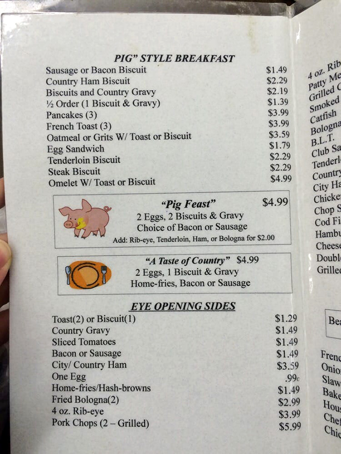 Feast your eyes on this piggy-approved menu! With prices that'll make your wallet squeal with joy, it's a throwback to simpler times when comfort food reigned supreme.