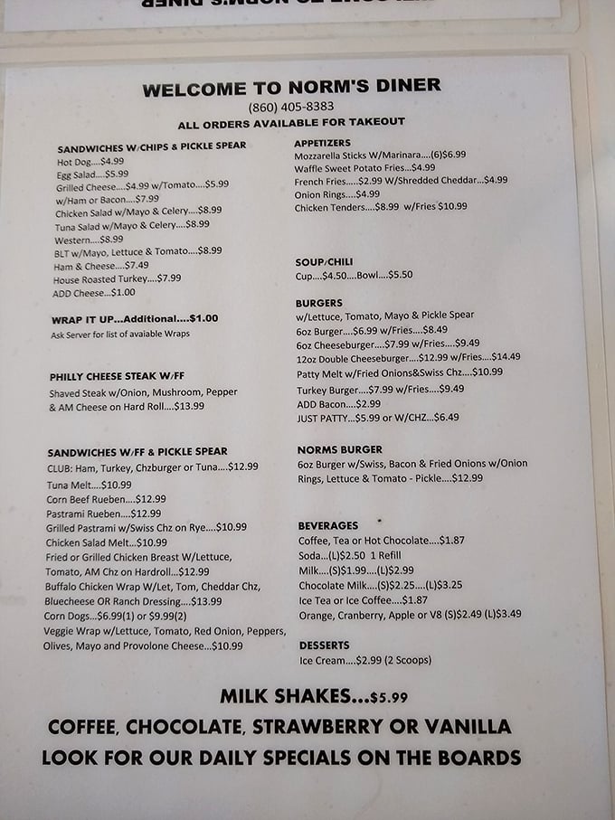 Decisions, decisions! Norm's menu is a treasure map of culinary delights. Pro tip: Close your eyes and point &ndash; you can't go wrong here.