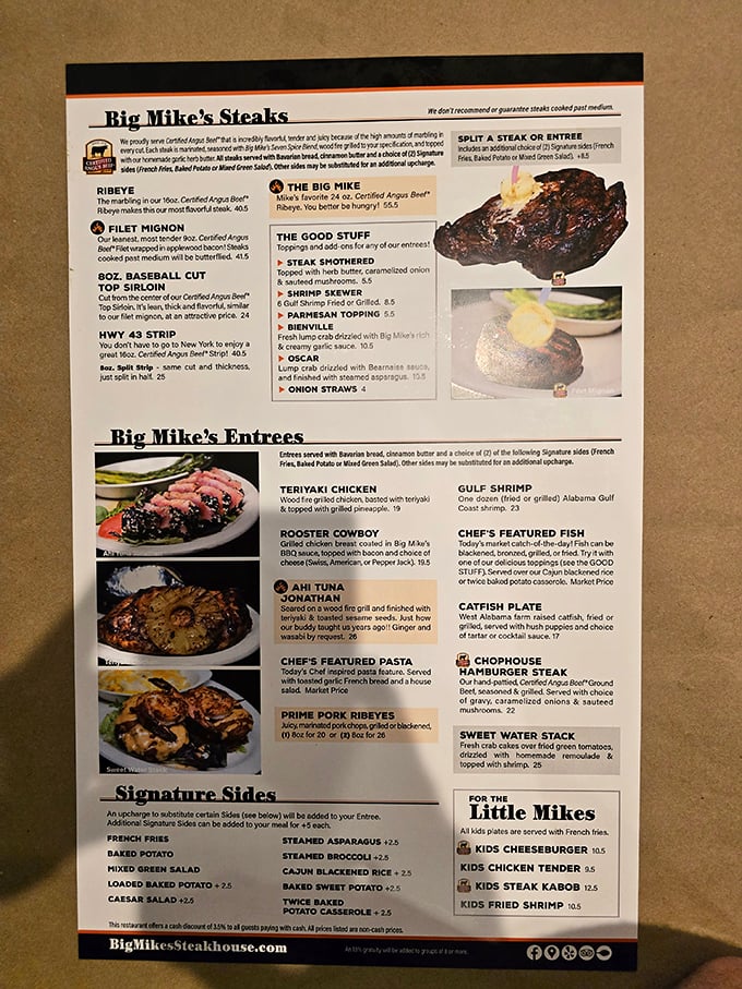 Behold, the menu of meaty dreams! It's not just a list; it's a love letter to beef enthusiasts everywhere.