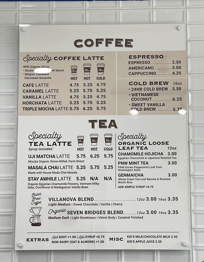 Coffee connoisseurs, rejoice! This menu is like a United Nations of brews, with the Horchata Latte as the undisputed ambassador of flavor.