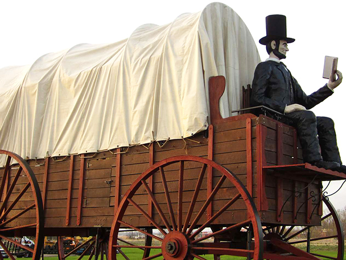 "I cannot tell a lie... this wagon is ridiculously huge!" Honest Abe's literary road trip gives new meaning to 'mobile library.'