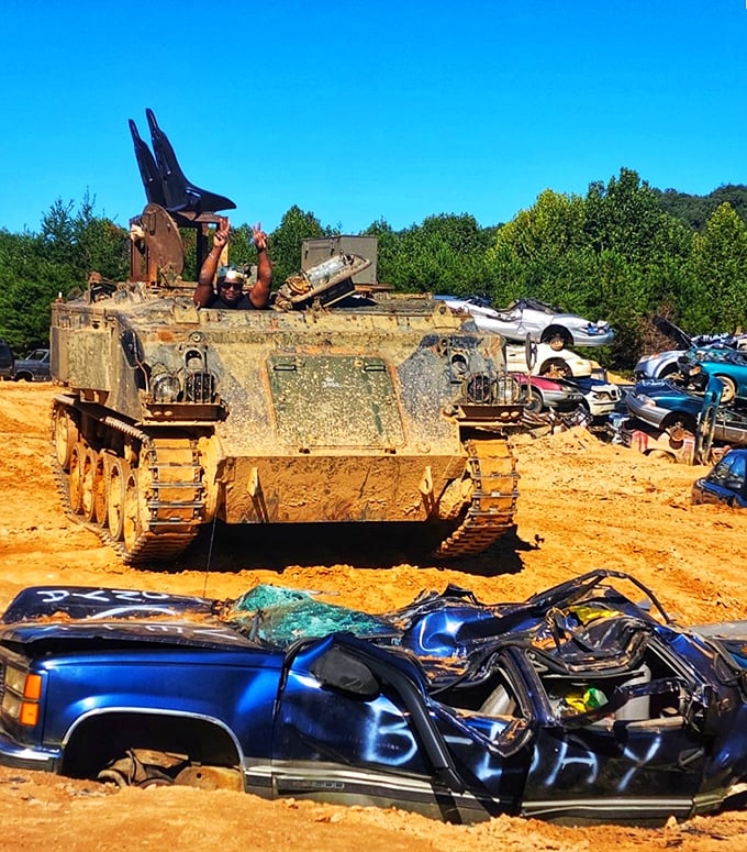 Who needs a sports car when you can have 60 tons of pure, unbridled power? This tank's about to turn that car into a metallic pancake.