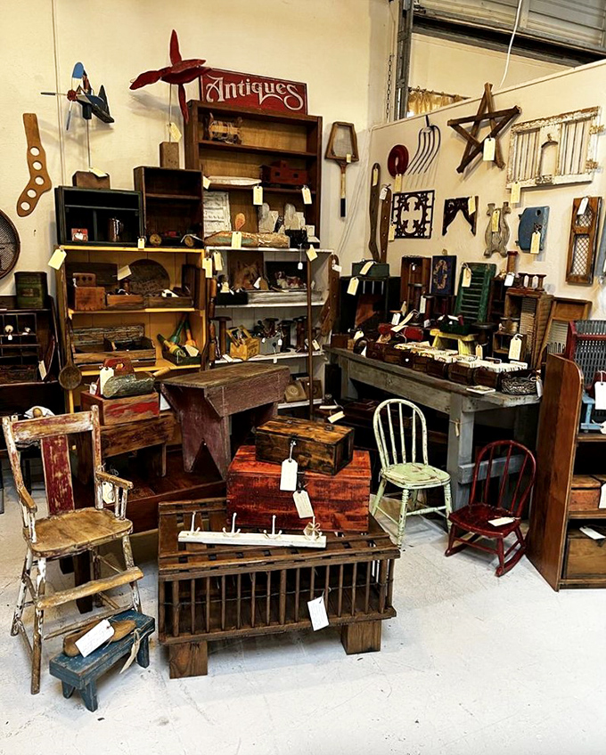 A cornucopia of curiosities! This booth is like your eccentric uncle's attic, if he collected everything from the last century.