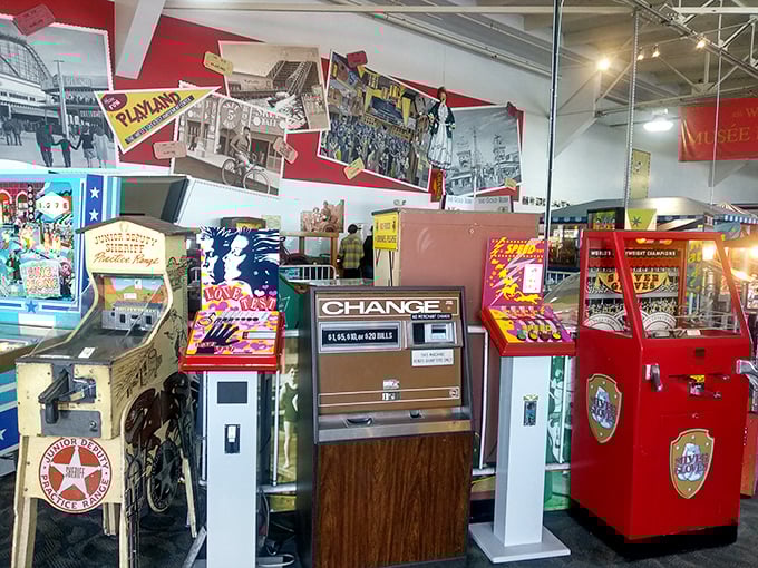 It's like someone raided your grandpa's attic and struck gold! From love testers to change machines, this colorful cornucopia of contraptions is a feast for the eyes and a workout for your quarters.