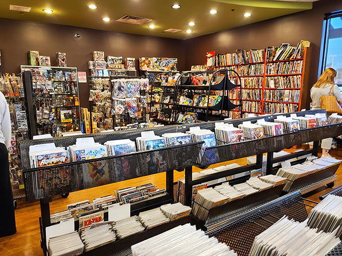 Dive into a sea of stories! These shelves are like a literary buffet, offering everything from classic novels to quirky niche reads.