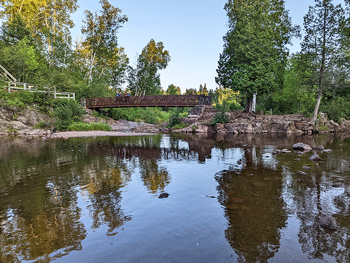 Bridge over untroubled water. This picturesque crossing offers views so serene, you'll forget all about that troll from your morning commute.