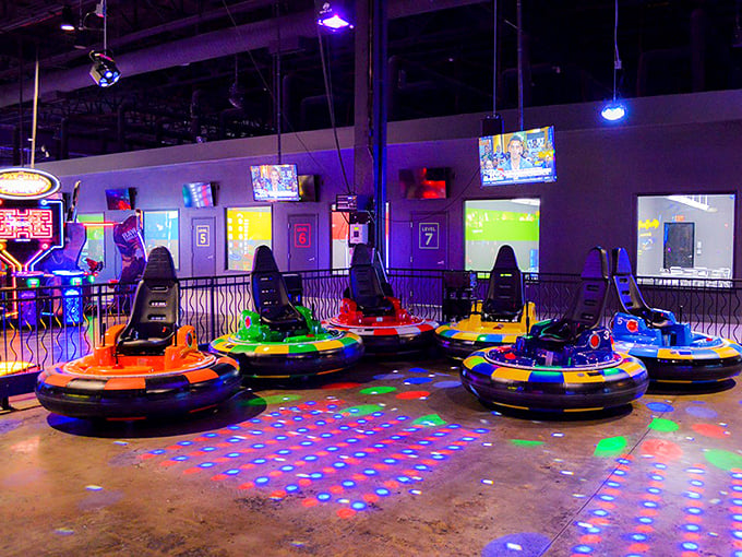 Buckle up for a psychedelic spin! These bumper cars look like they've been designed by Willy Wonka's tech-savvy cousin. Who needs reality when you can cruise in candy-colored comfort?