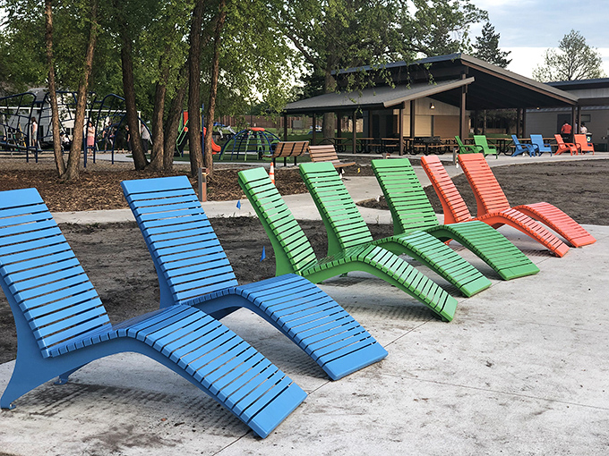 Lounge lizards, rejoice! These colorful chairs are like a Skittles rainbow for grown-ups. Taste the rainbow of relaxation!