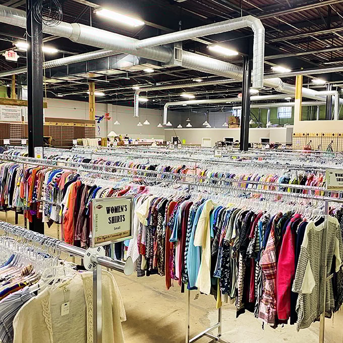 A rainbow explosion of fashion awaits! From vintage tees to designer duds, it's a clothing buffet that would make even Carrie Bradshaw swoon.