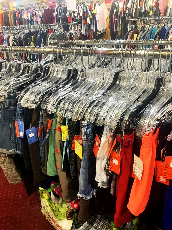 Racks on racks on racks! It's like playing "Where's Waldo?" but instead, you're hunting for that perfect vintage find.