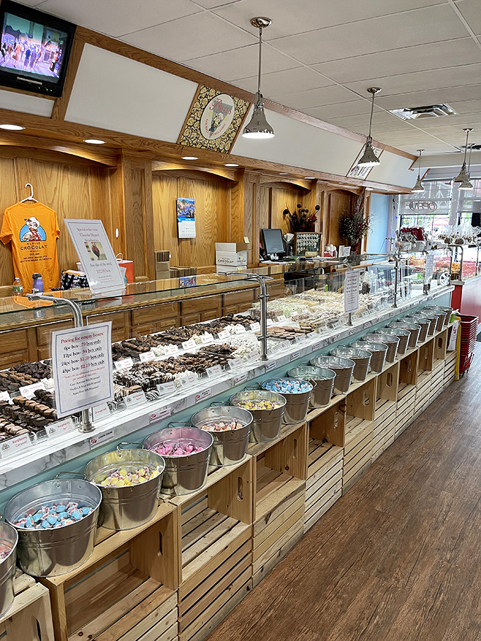 Choices, choices everywhere! From truffles to fudge, this display case is a sweet tooth's version of Sophie's Choice.