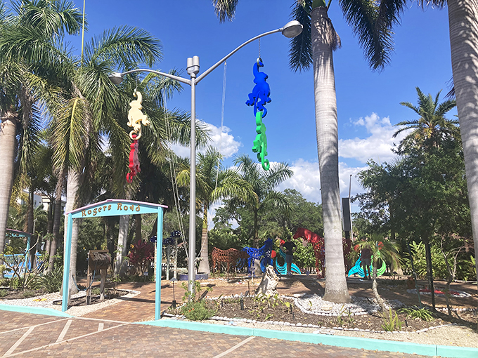 "Hogwarts, but make it fabulous!" This entrance is what you'd get if Willy Wonka designed a Spanish mission. Talk about a warm Floridian welcome!
