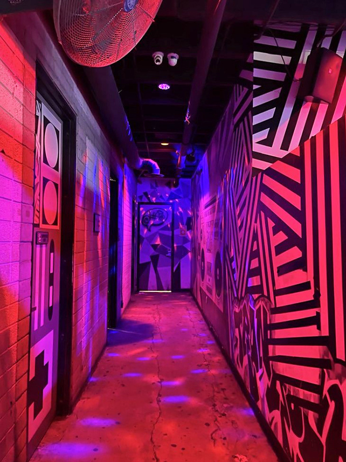 Down the rabbit hole we go! This hallway's a trippy journey through space and time, with each step taking you further from reality.