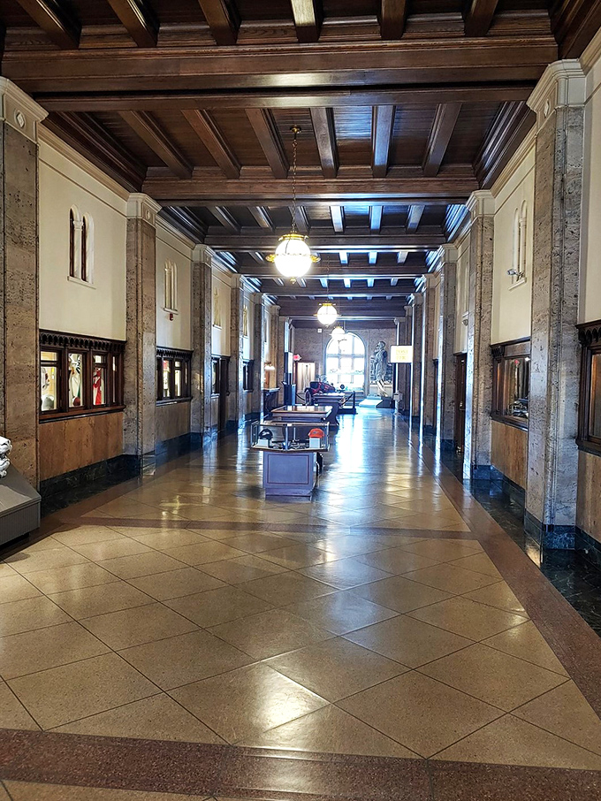 Grand hallways fit for royalty... or just us regular folks pretending to be royalty for a day. No powdered wigs required!