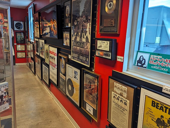 A kaleidoscope of Beatles history! This vibrant interior is like stumbling into the album art for Sgt. Pepper's Lonely Hearts Club Band.