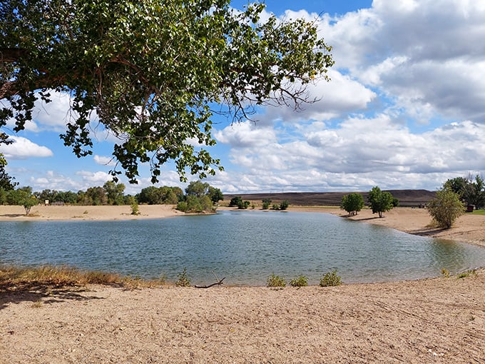 "Mirror, mirror on the ground! This serene lake reflects the sky so perfectly, you might forget which way is up."