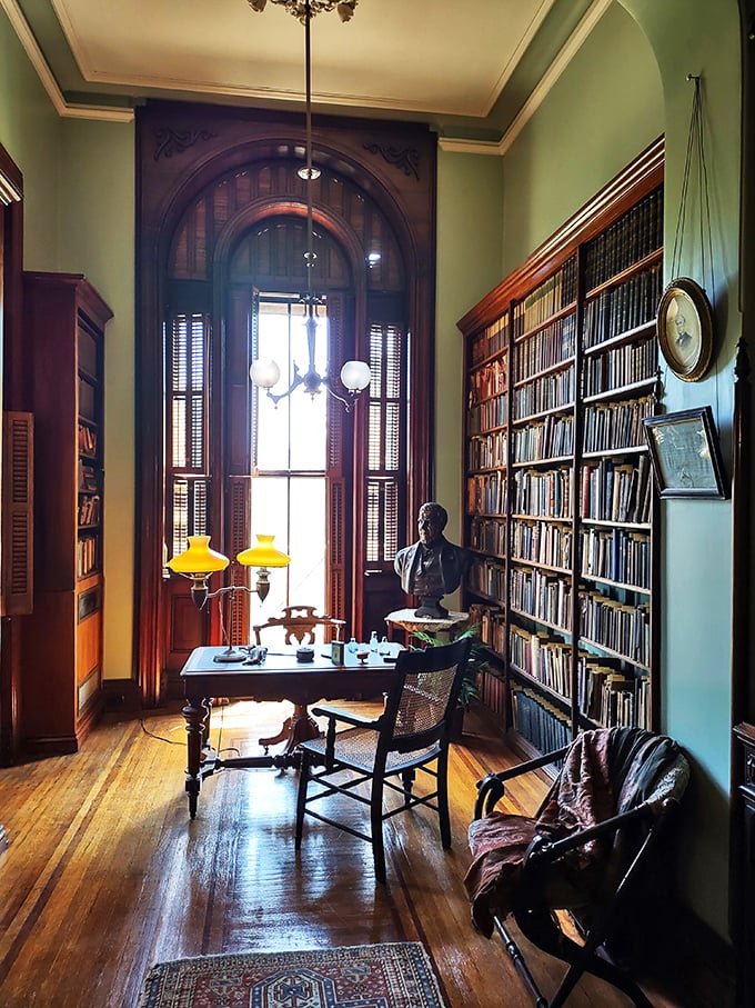 Shh... the books are sleeping! This library's floor-to-ceiling shelves could give the Beast's collection a run for its money.