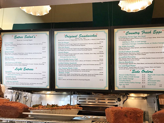 Decisions, decisions! Mama's menu is a treasure map of taste, each item a potential X marks the spot for your taste buds.