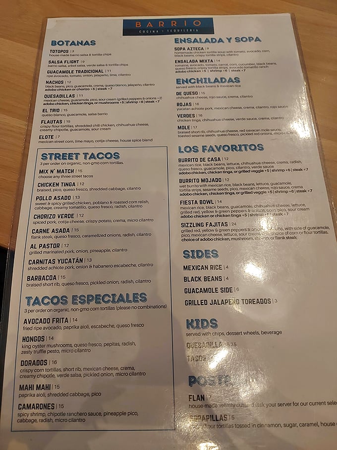 Menu, oh menu, on the wall, who's the fairest taco of them all? Spoiler alert: They're all delicious!