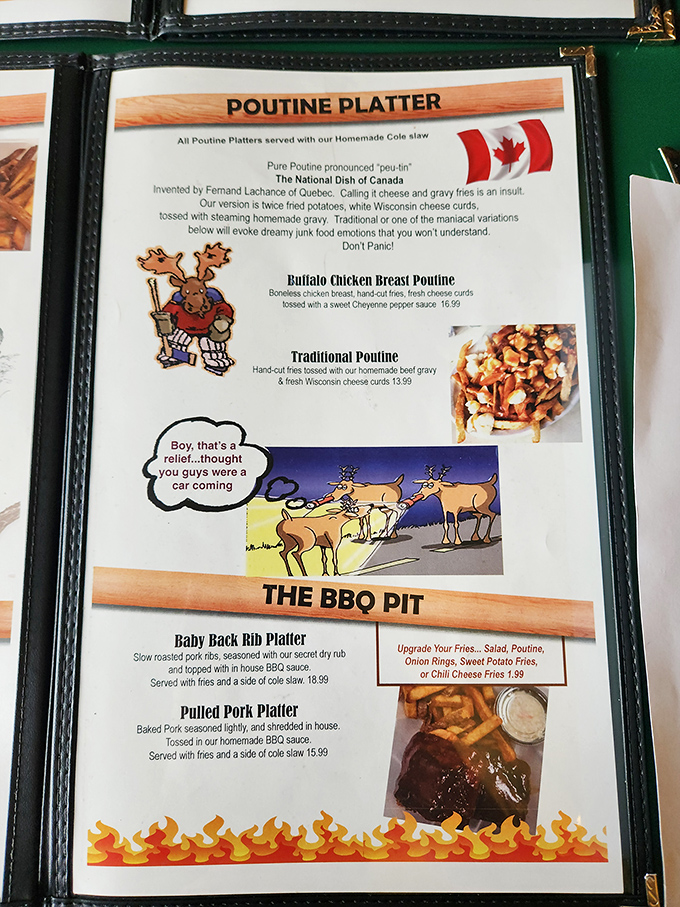 Poutine paradise awaits! This menu promises comfort food that'll have you speaking French with a Midwest accent. Oui, s'il vous pla&icirc;t!