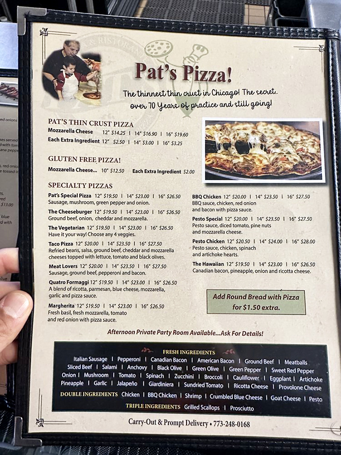 "A menu that reads like a love letter to pizza." From thin crust to deep dish, Pat's offers a pizza for every palate, proving that variety truly is the spice of life.