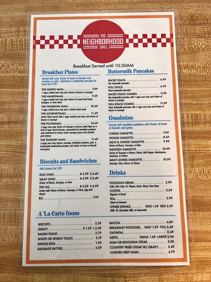 Decisions, decisions! This menu is like a roadmap to breakfast bliss. Pro tip: Bring your appetite and a sense of adventure.