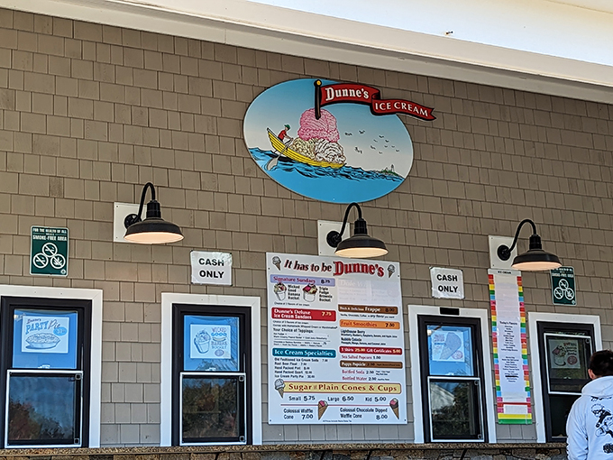 Behold, the wall of frozen dreams! This menu is like a treasure map, guiding you to your perfect flavor adventure.