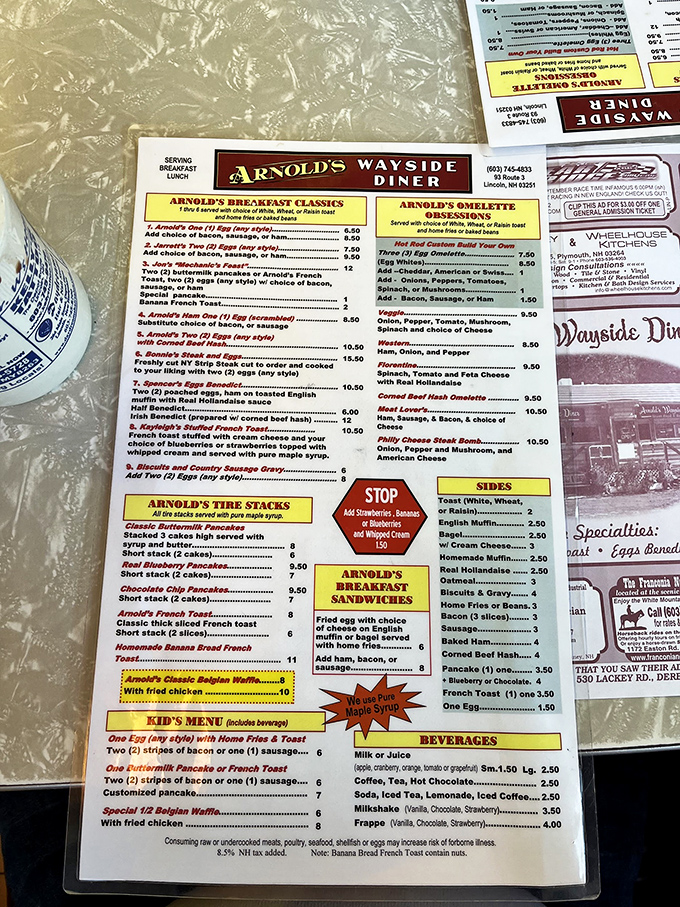 Decisions, decisions! This menu is a roadmap to comfort food paradise. Better bring your reading glasses and an empty stomach.
