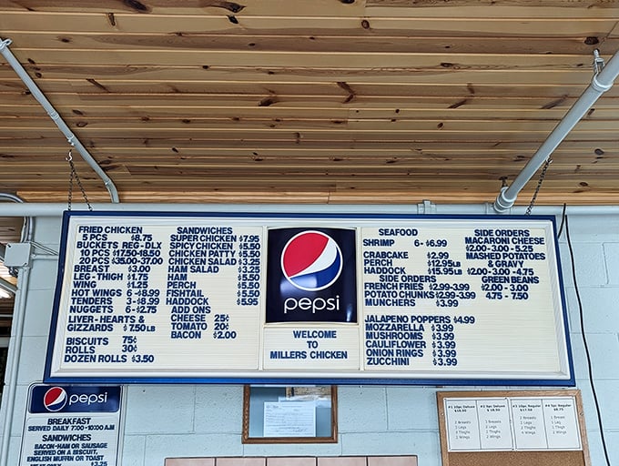 Decisions, decisions! This menu board is like a treasure map for your taste buds. X marks the spot for deliciousness.