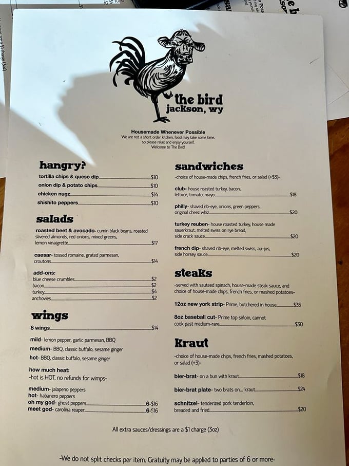 Menu, menu on the wall, who's the fairest fowl of all? The Bird's offerings are a carnivore's dream come true.