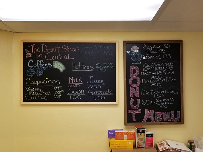 Choices, choices! This menu board is a roadmap to flavor town, offering everything from classic glazed to wild and wacky creations.