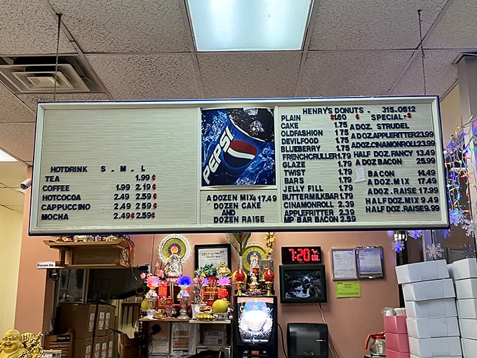 Decisions, decisions! The menu board at Henry's is like a roadmap to flavor town, with prices that won't break the bank.