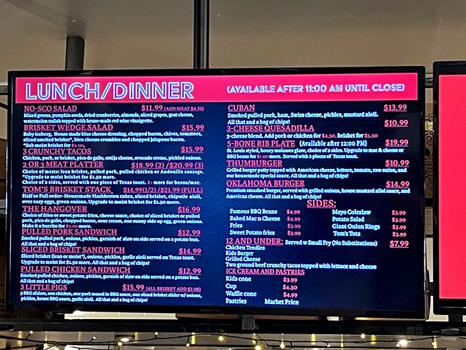 Decisions, decisions! The Thumb's menu is a tantalizing tapestry of smoky delights. Pro tip: Bring a friend and share – your taste buds will thank you.