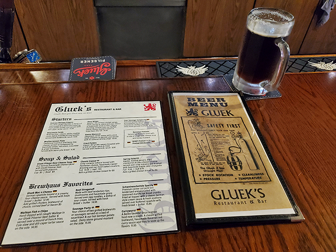 Decisions, decisions! Gluek's menu is a treasure map of German-inspired delights. Pro tip: Come hungry, leave happy (and maybe a little rounder).