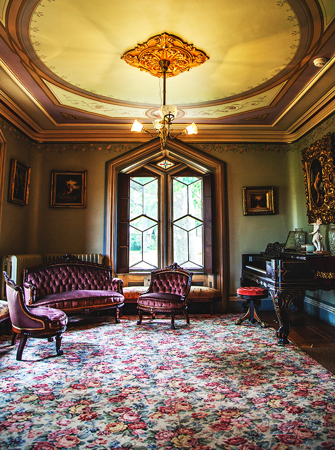 Victorian opulence meets cozy living room. If these walls could talk, they'd probably ask you to sit up straight and mind your manners.