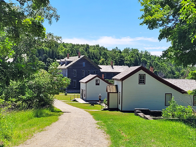 Follow the yellow brick... er, gravel road! This charming pathway leads you through a village frozen in time, each step a dance with the past.