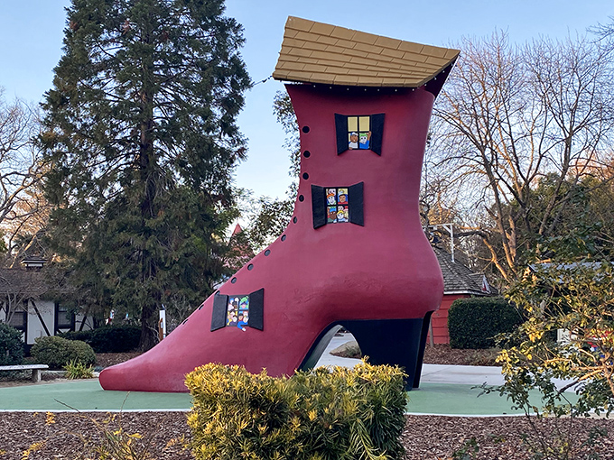 "If the shoe fits, live in it! This rosy residence would make even the Old Woman proud. Talk about putting your best foot forward in home design!"