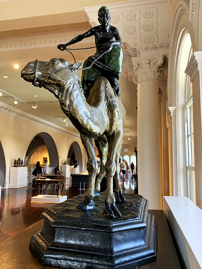 "Giddy up, partner!" This bronze rider and his trusty steed are ready for an adventure through time. Indiana Jones, eat your heart out!