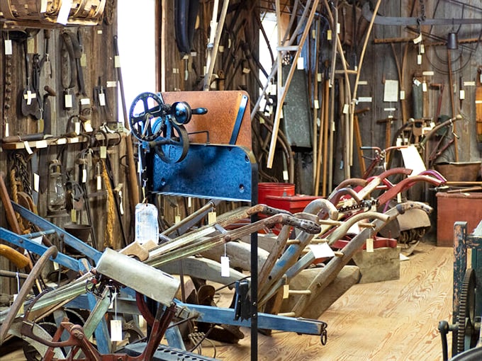 Tool paradise or medieval armory? These farm implements could tell tales of sweat, soil, and maybe a few stubbed toes.