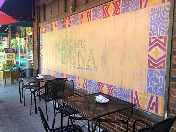Cafe Ena: Latin fusion meets Midwest charm! This inviting facade promises a culinary journey that's more exciting than finding the last hotdish at a potluck.