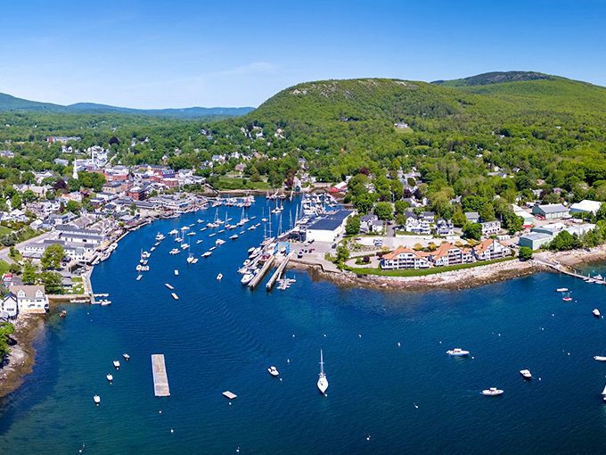 Camden: Where nature decided to show off! Sailboats dance in the harbor while mountains stand guard, creating a postcard-perfect scene.