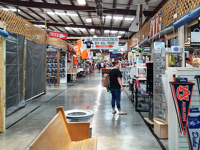 The Great Smokies Flea Market's neat rows and organized chaos spread out beneath blue skies like a bargain hunter's theme park.