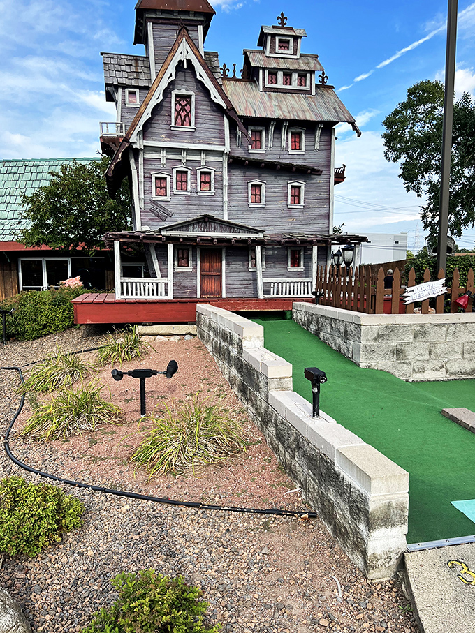 Haunted Trails: Where putters meet poltergeists! This spooky mansion hole will have you jumping at shadows between strokes.