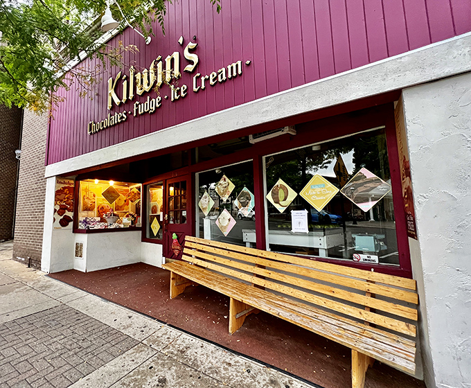 Kilwins: Purple reign of sweetness! Step into this colorful confectionery kingdom and kiss your diet goodbye.