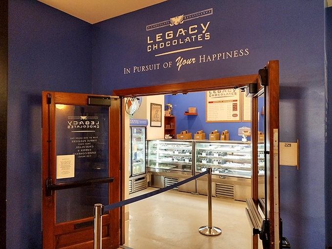 Legacy Chocolates: Where happiness pursuit gets deliciously literal! This blue-hued haven promises a cocoa experience worthy of royalty.