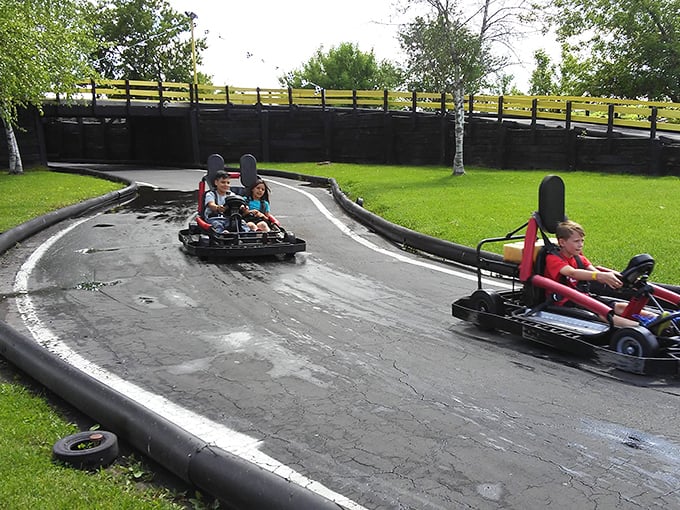 Family fun at full throttle! These sleek karts are ready to turn mom, dad, and the kids into the next Andretti clan.